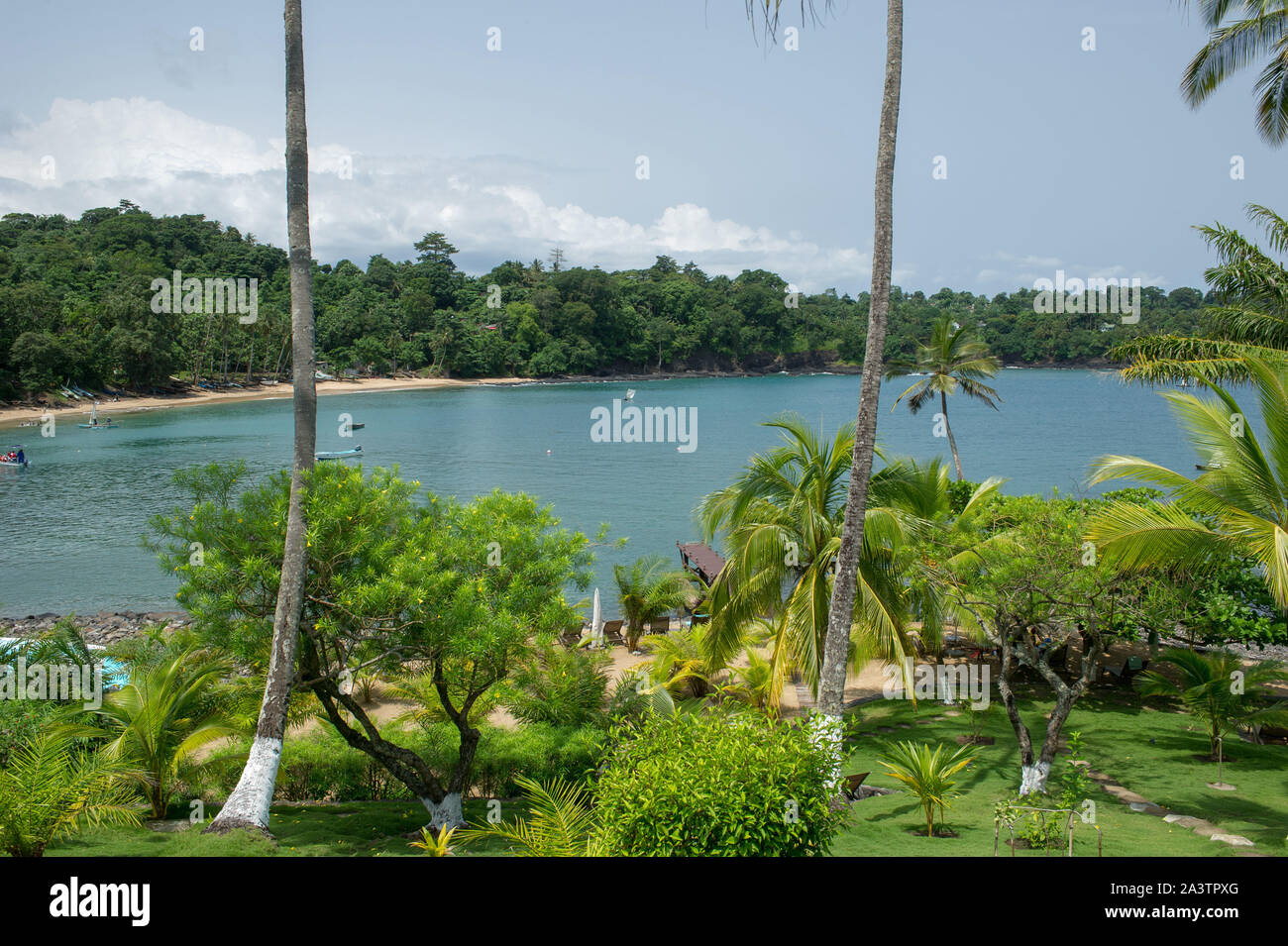 Sao Tome: the town of Guadupe, Lobota District, in the northern part of ...