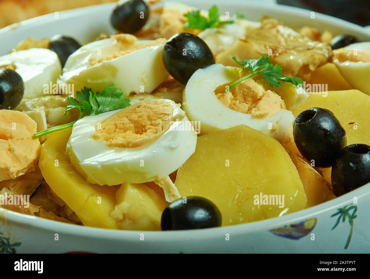 Bacalao or Bacalhoada, Portuguese salt cod stew Stock Photo - Alamy