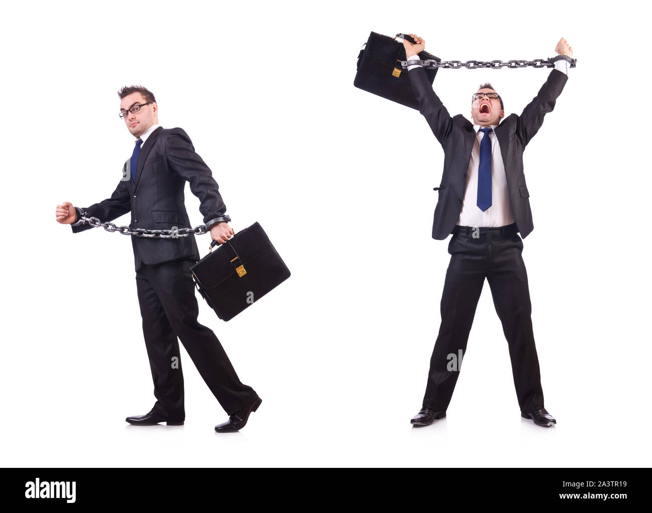 The businessman with chain isolated on the white Stock Photo - Alamy