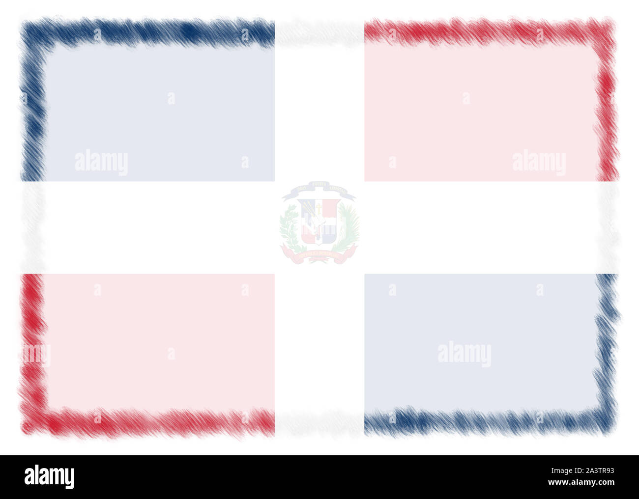 Border made with Dominican Republic national flag. Brush stroke frame ...