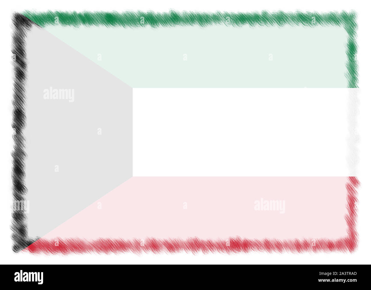 Border made with Kuwait national flag. Brush stroke frame. Template ...