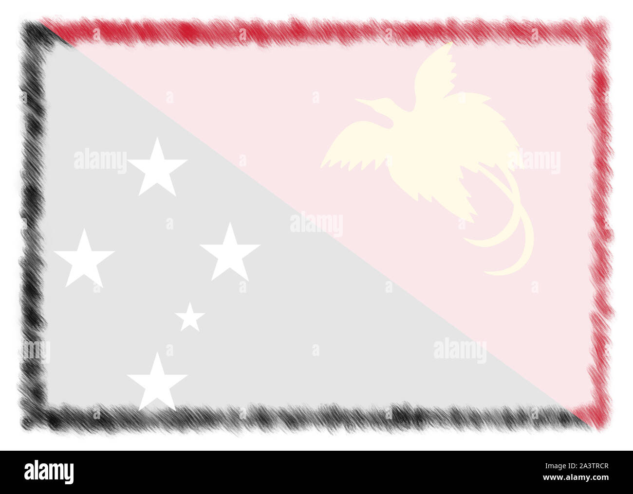 Border made with Papua New Guinea national flag. Brush stroke frame ...
