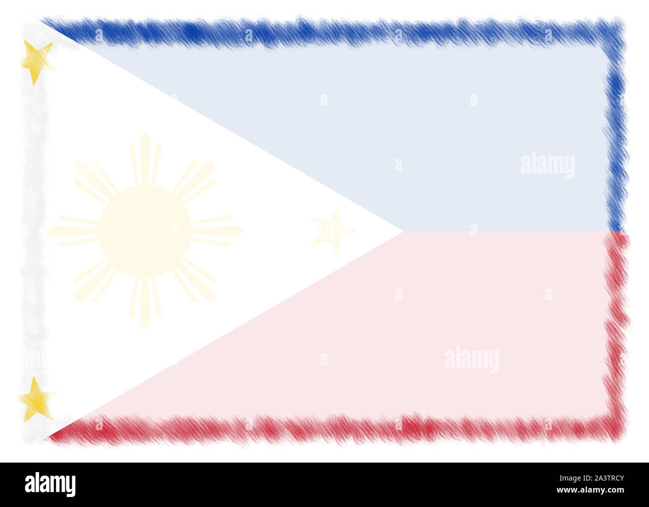 Border made with Philippines national flag. Brush stroke frame ...