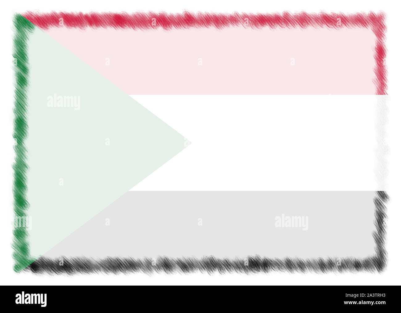 Border made with Sudan national flag. Brush stroke frame. Template ...