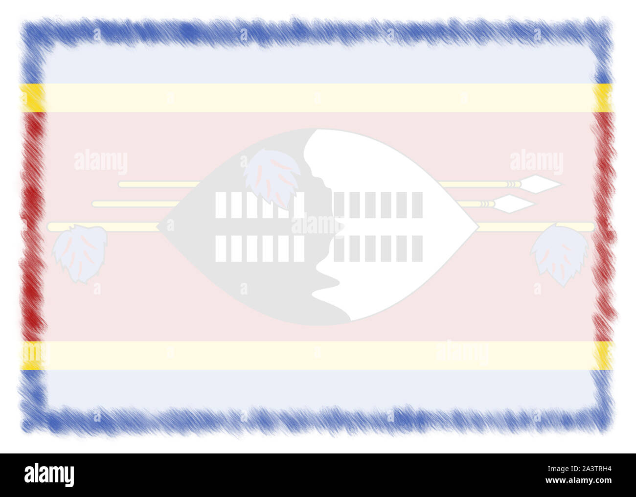 Border made with Swaziland national flag. Brush stroke frame. Template ...