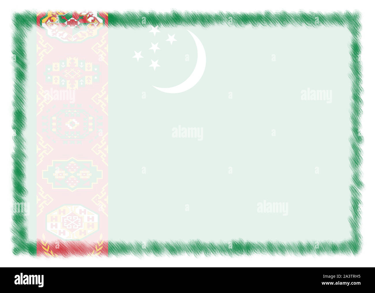 Border made with Turkmenistan national flag. Brush stroke frame ...