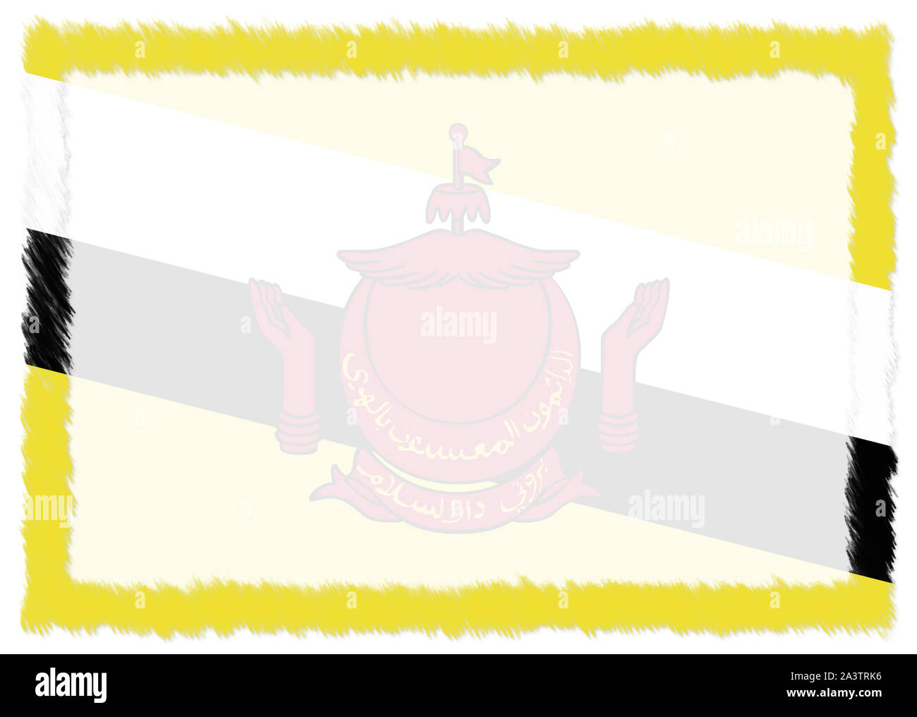 Border made with Brunei national flag. Brush stroke frame. Template ...