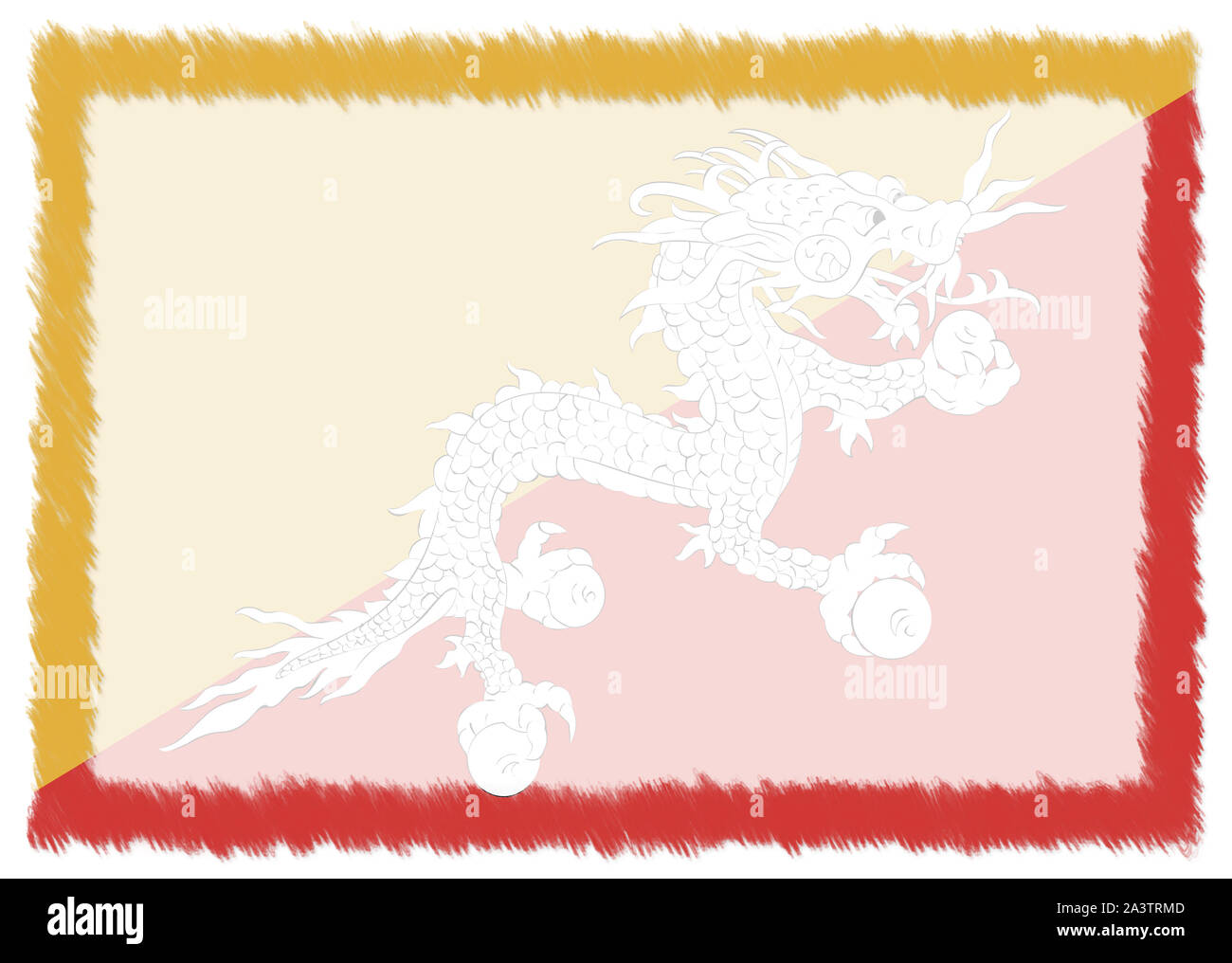 Border made with Bhutan national flag. Brush stroke frame. Template ...