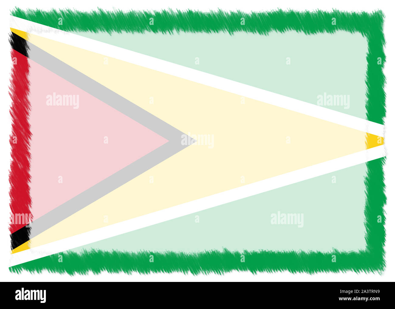 Border made with Guyana national flag. Brush stroke frame. Template elements for your ...