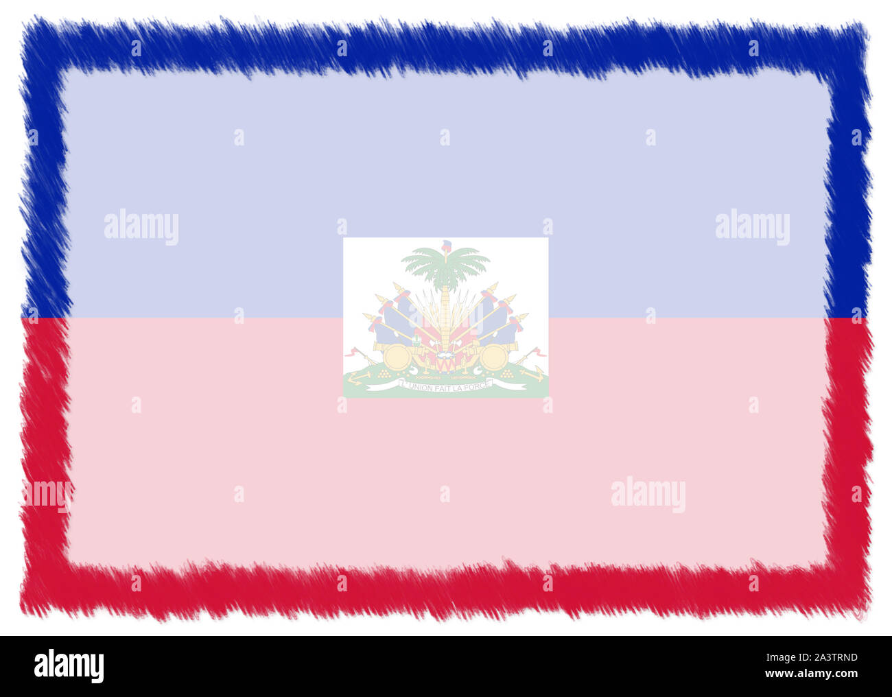 Border made with Haiti national flag. Brush stroke frame. Template ...