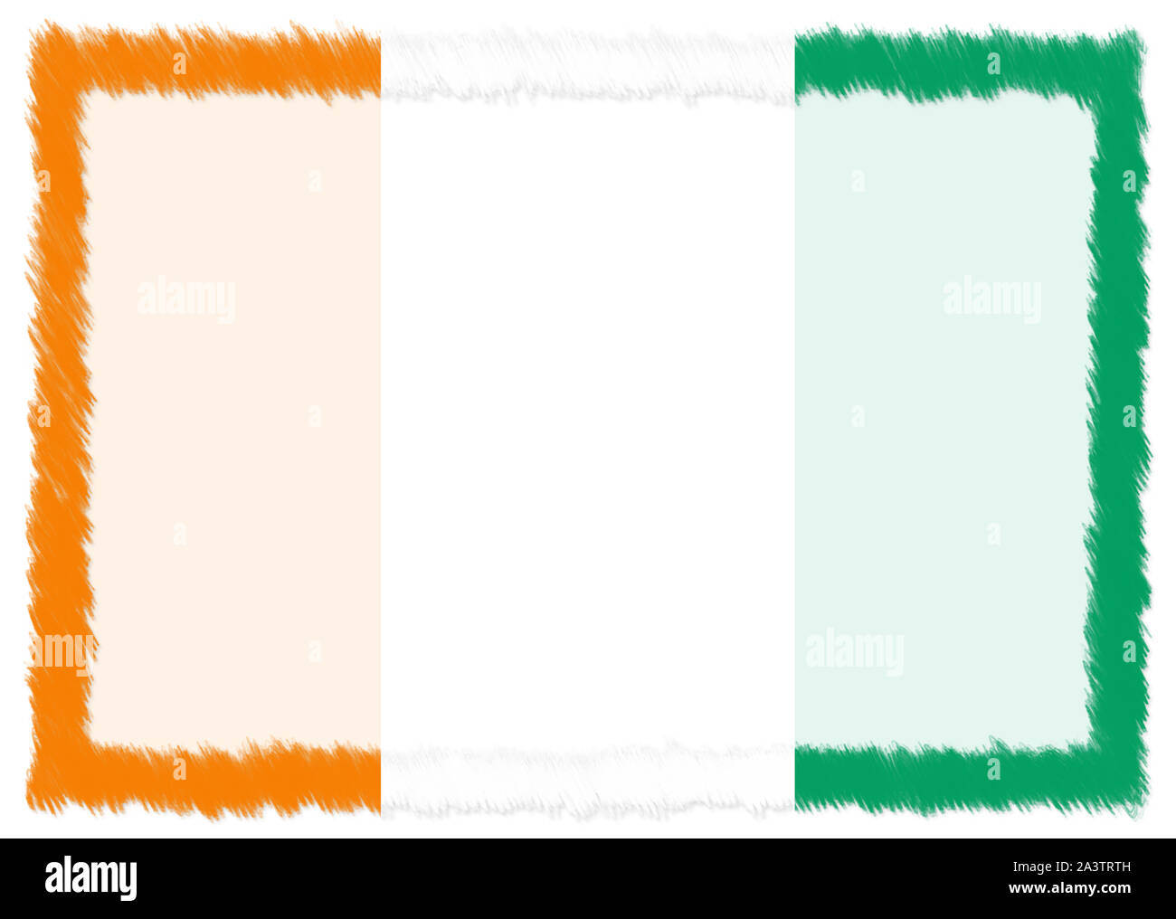 Border made with Ivory Coast national flag. Brush stroke frame ...