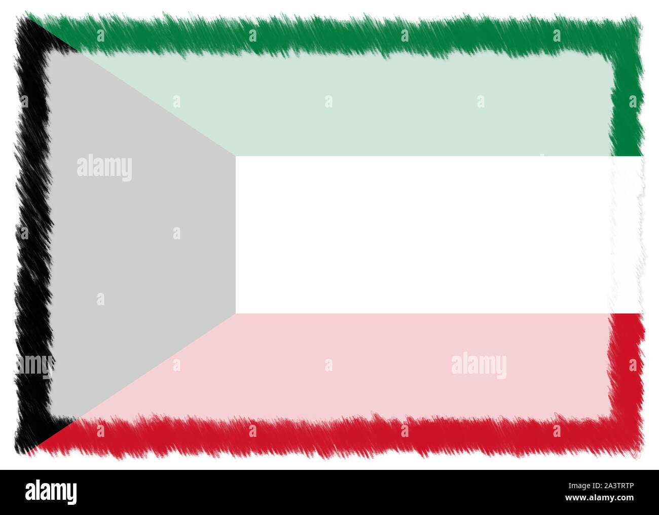 Border made with Kuwait national flag. Brush stroke frame. Template ...