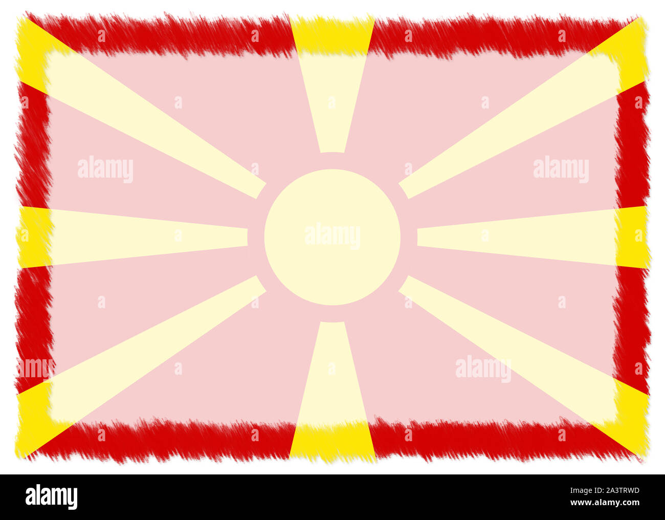 Border made with Macedonia national flag. Brush stroke frame. Template ...