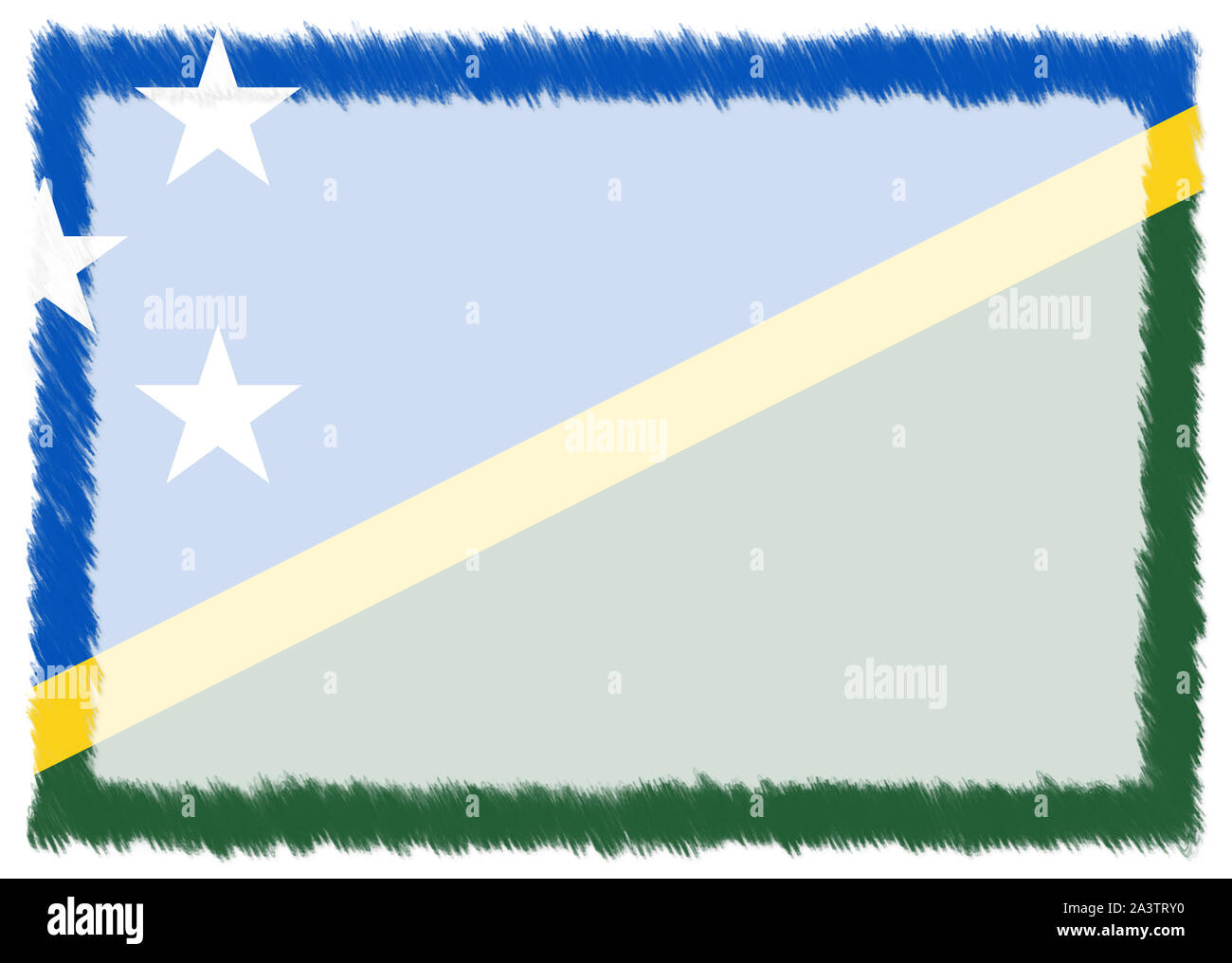 Border made with Solomon Islands national flag. Brush stroke frame ...