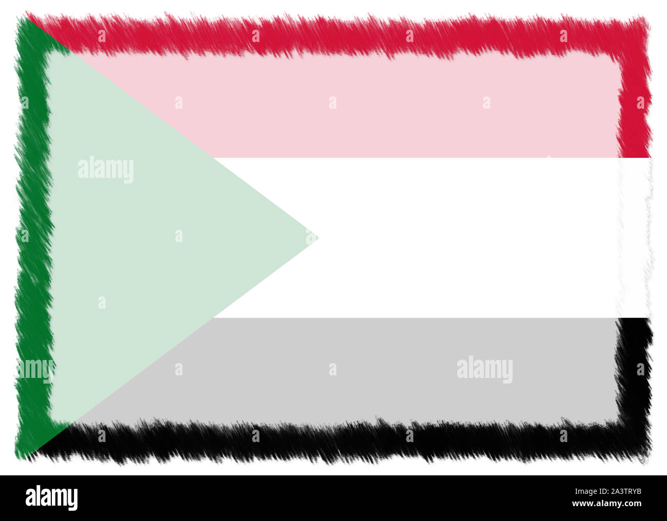 Border made with Sudan national flag. Brush stroke frame. Template ...