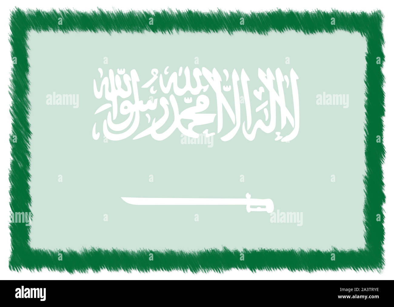 Border made with Saudi Arabia national flag. Brush stroke frame ...