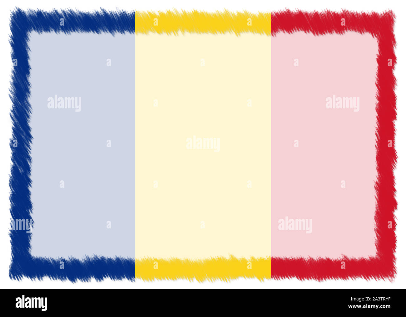 Border made with Romania national flag. Brush stroke frame. Template ...