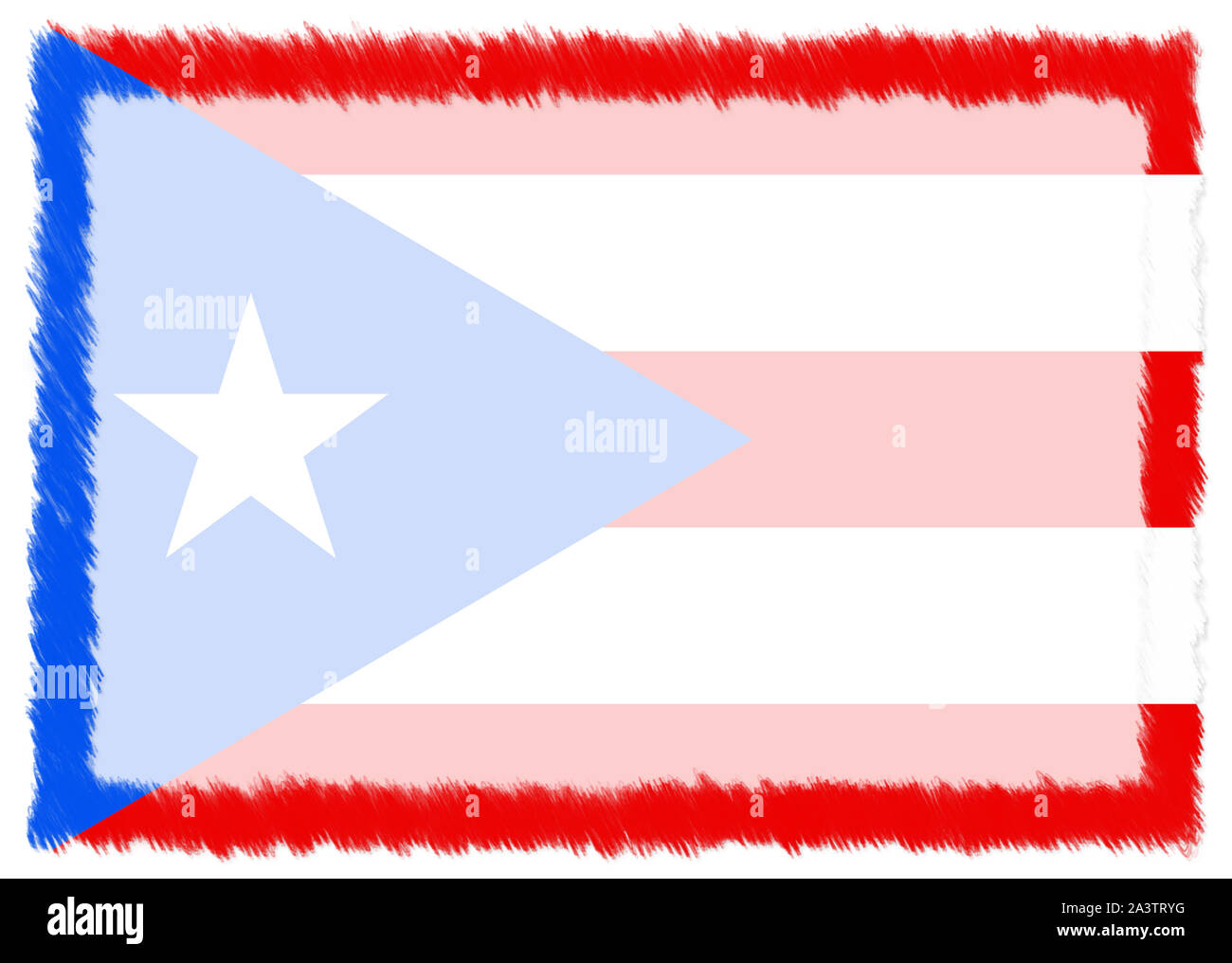 Border made with Puerto Rico national flag. Brush stroke frame ...