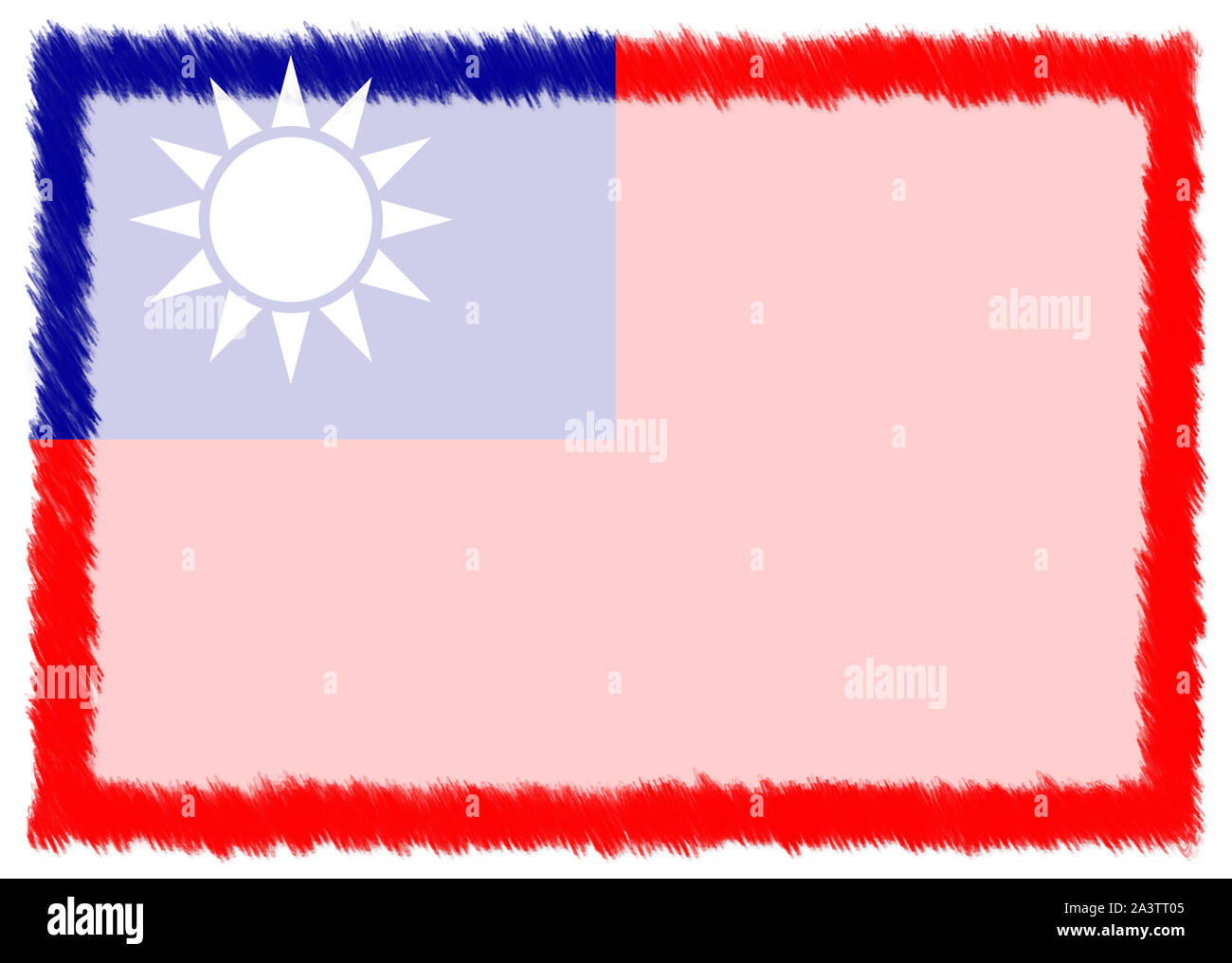 Border made with Taiwan national flag. Brush stroke frame. Template ...