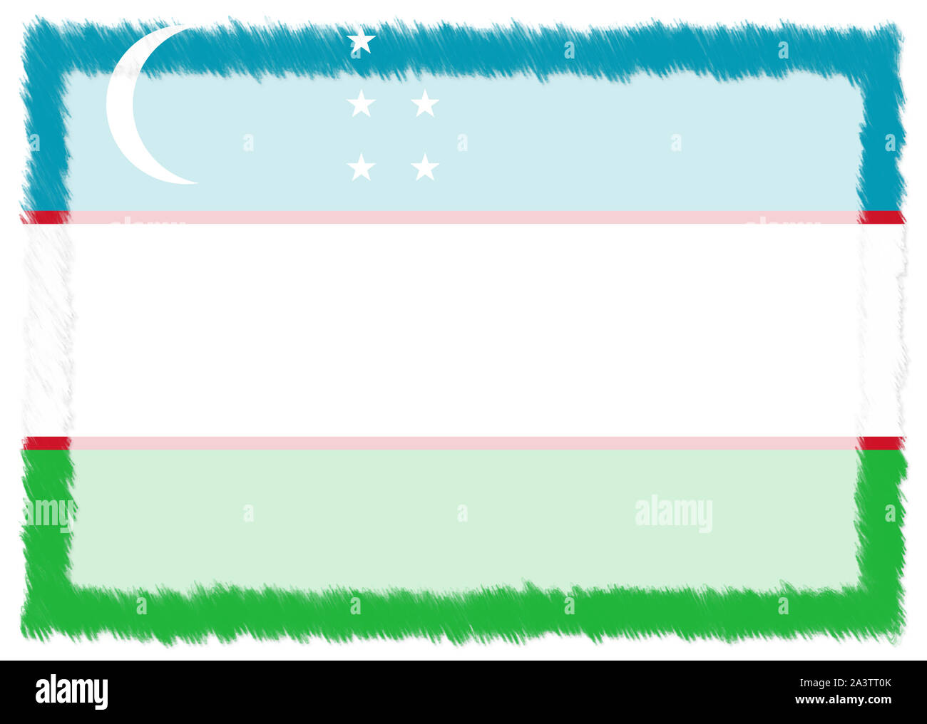 Border made with Uzbekistan national flag. Brush stroke frame. Template ...