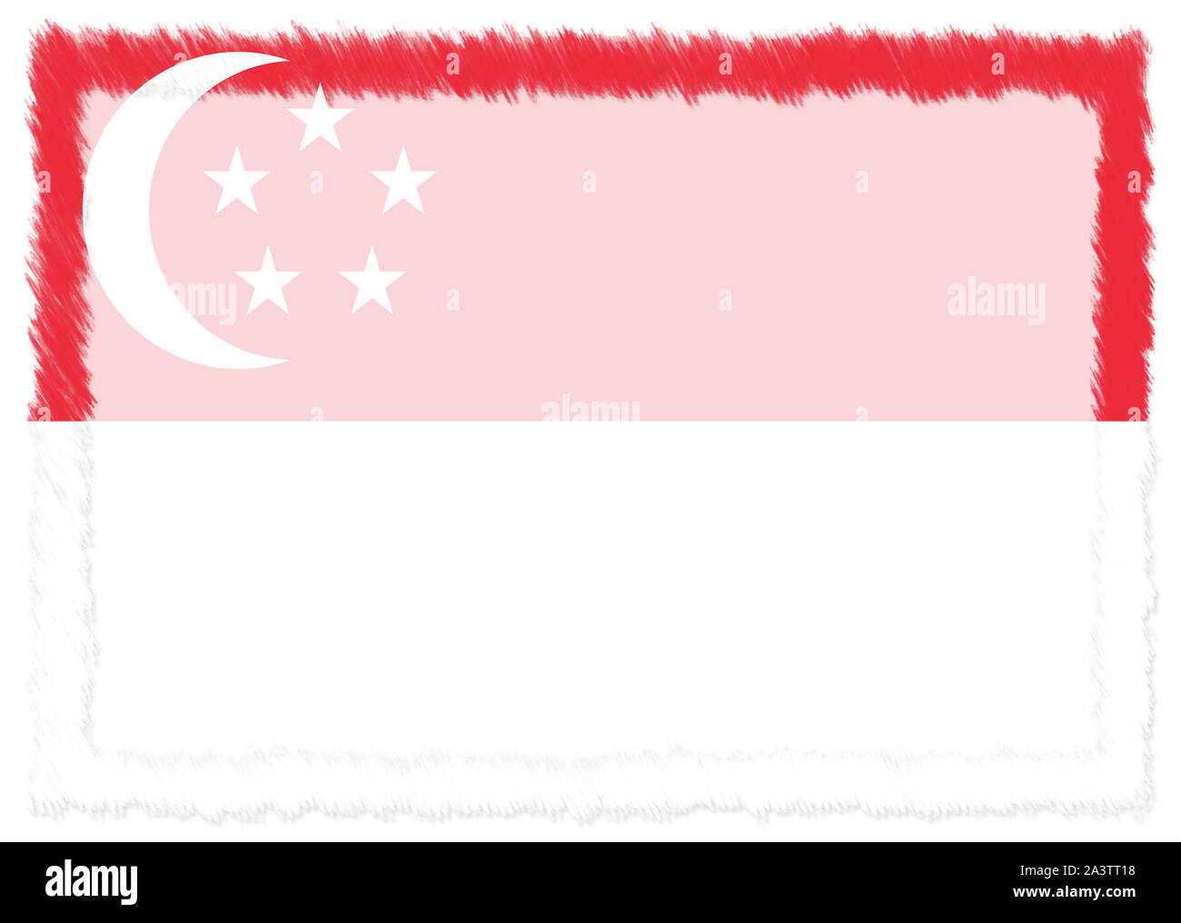 Border made with Singapore national flag. Brush stroke frame. Template ...