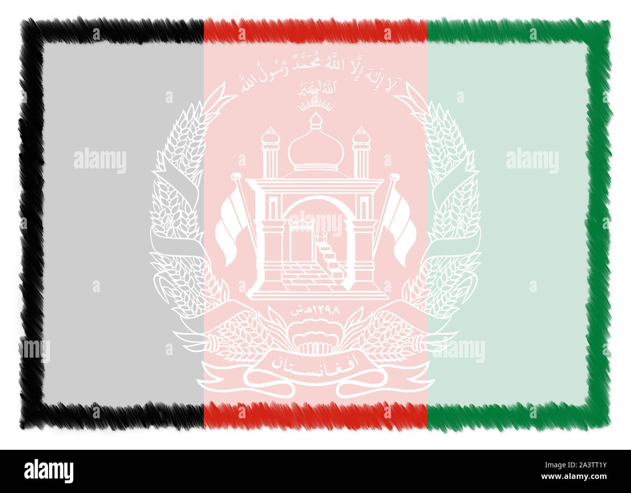Border made with Afghanistan national flag. Brush stroke frame ...