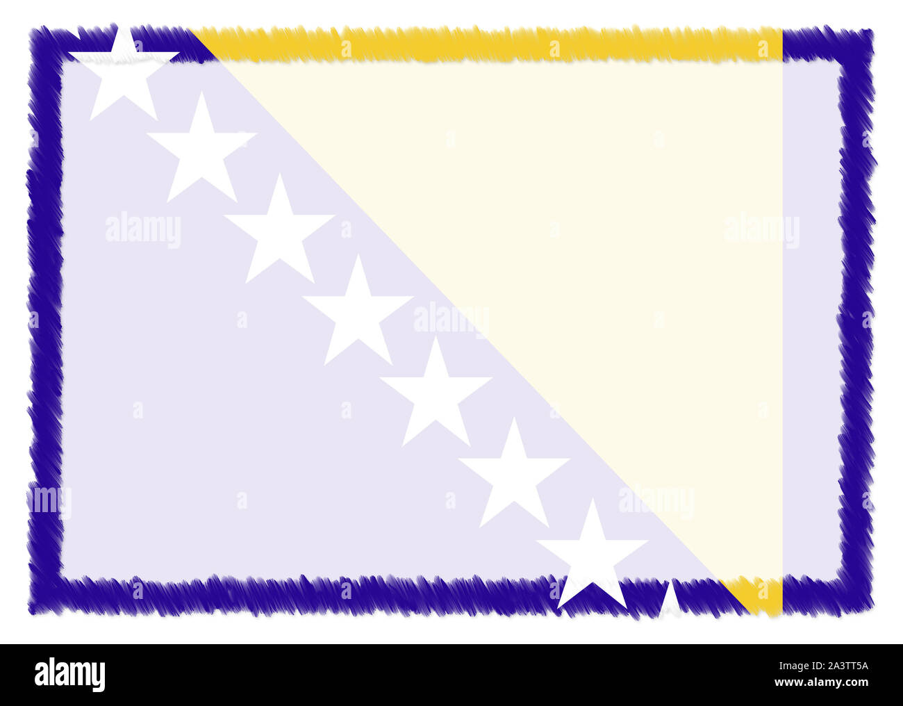 Border made with Bosnia and Herzegovina national flag. Brush stroke ...