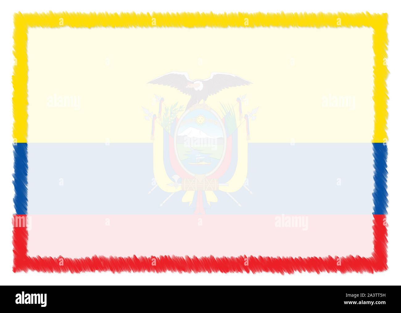 Border made with Ecuador national flag. Brush stroke frame. Template ...