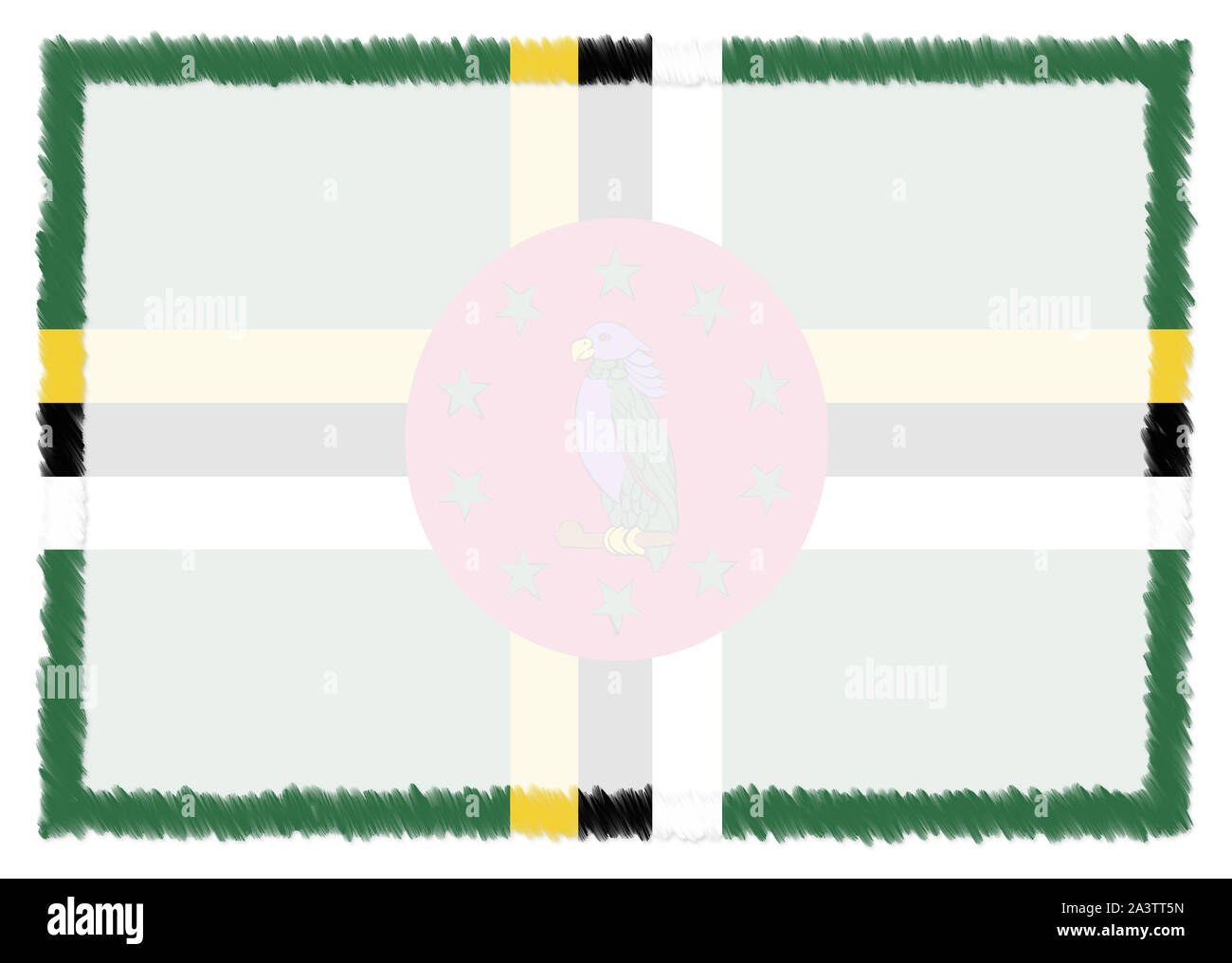 Border made with Dominica national flag. Brush stroke frame. Template ...