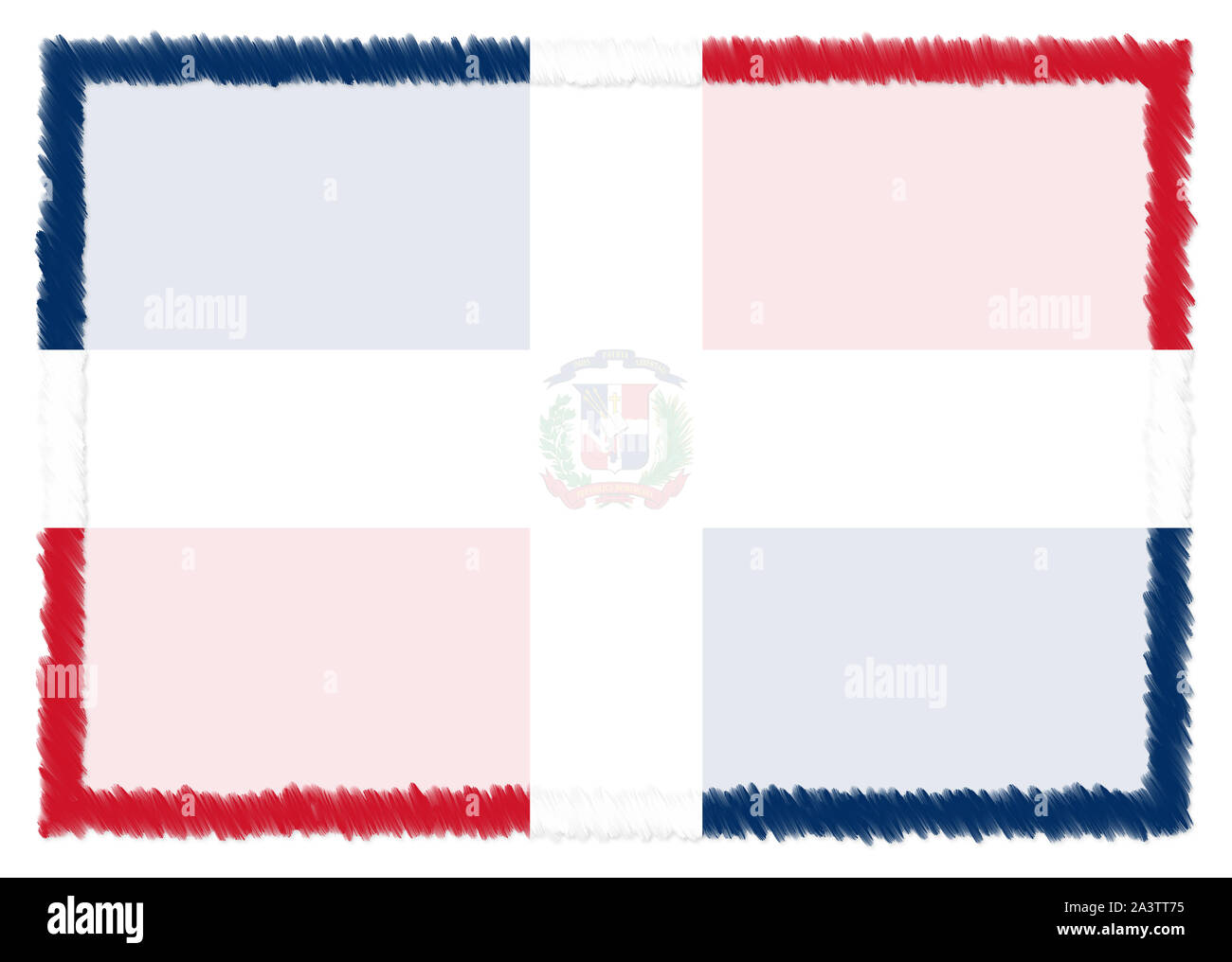 Border made with Dominican Republic national flag. Brush stroke frame ...