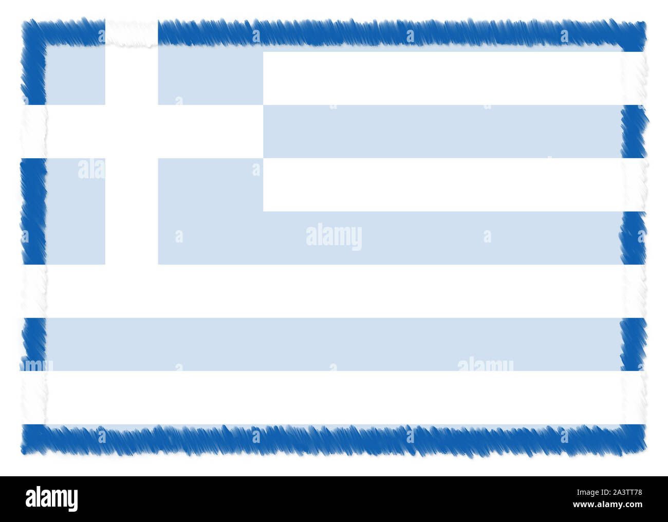 Border made with Greece national flag. Brush stroke frame. Template ...