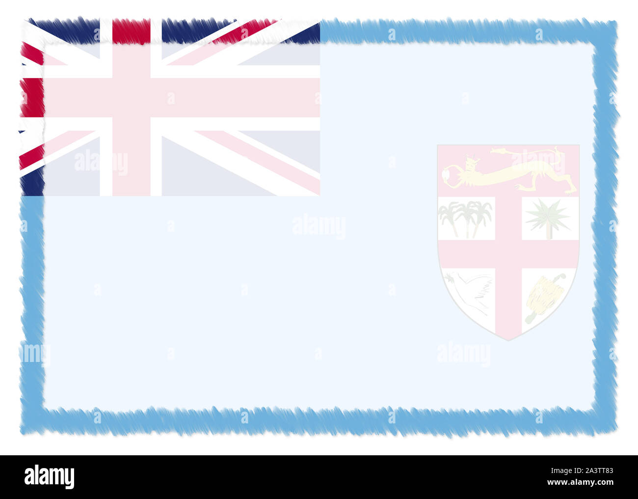 Border made with Fiji national flag. Brush stroke frame. Template ...