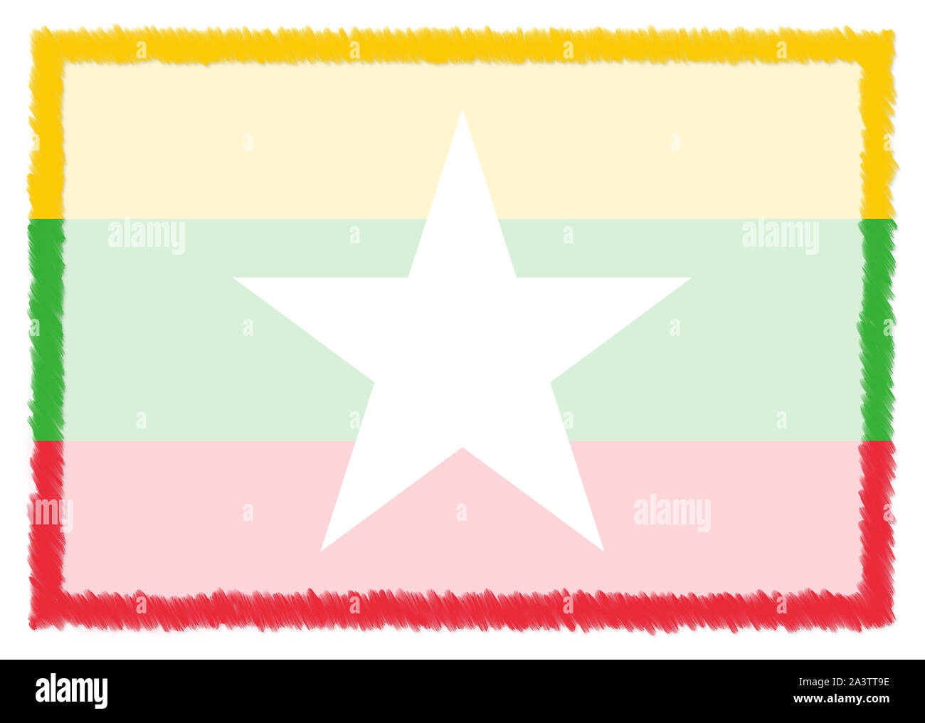 Border made with Myanmar national flag. Brush stroke frame. Template ...