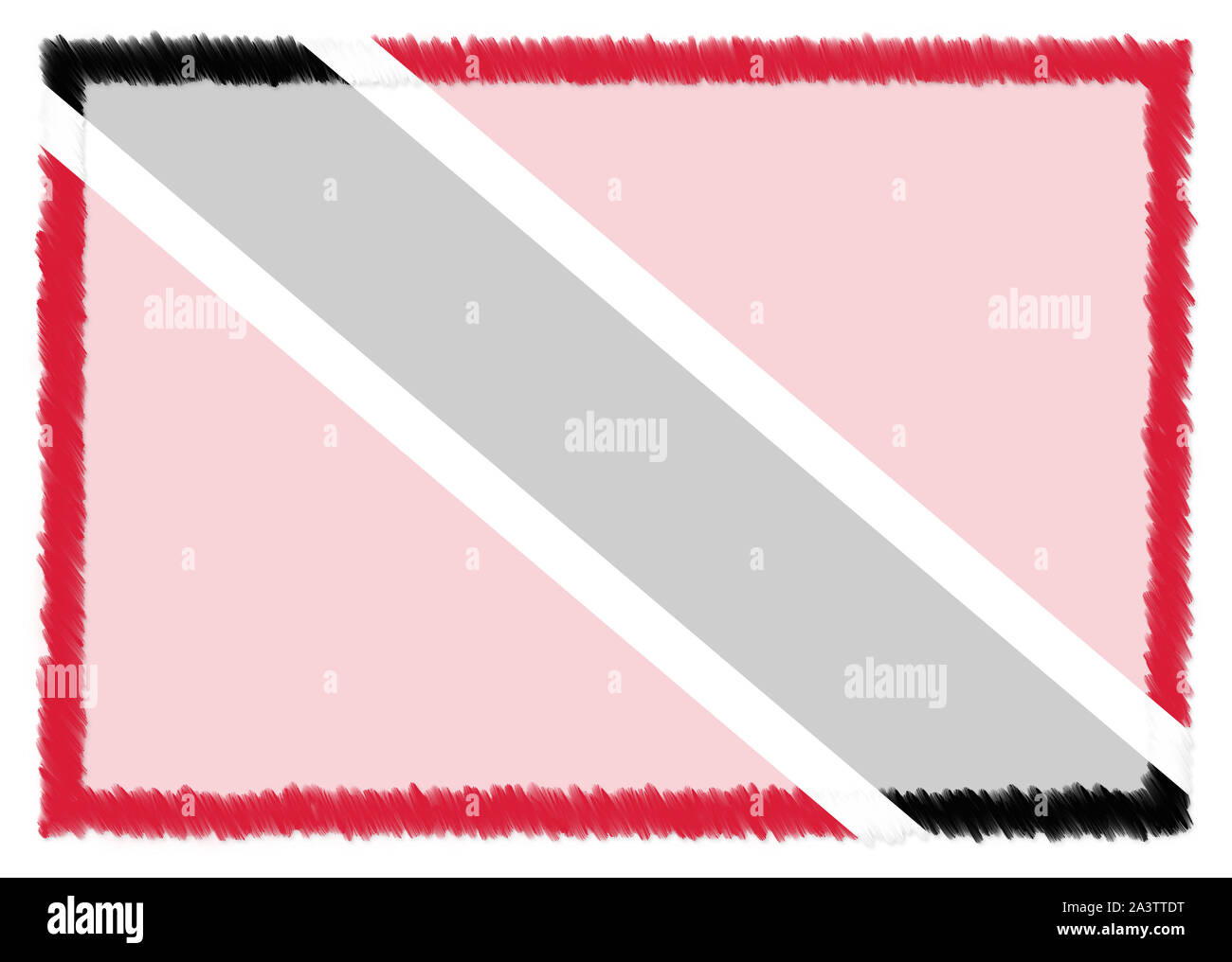 Border made with Trinidad and Tobago national flag. Brush stroke frame ...