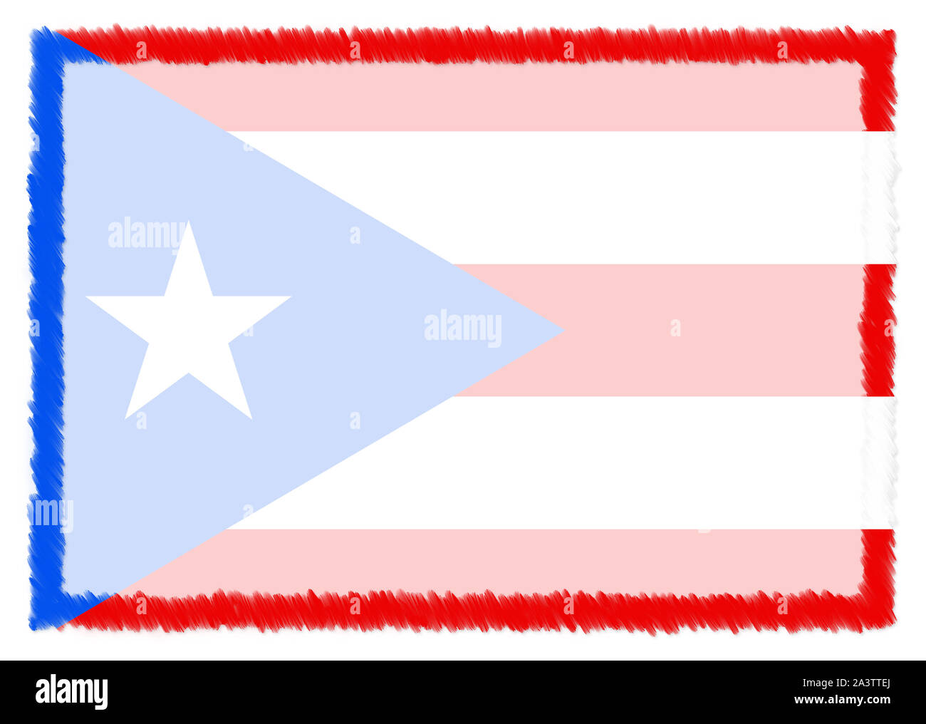 Border made with Puerto Rico national flag. Brush stroke frame ...