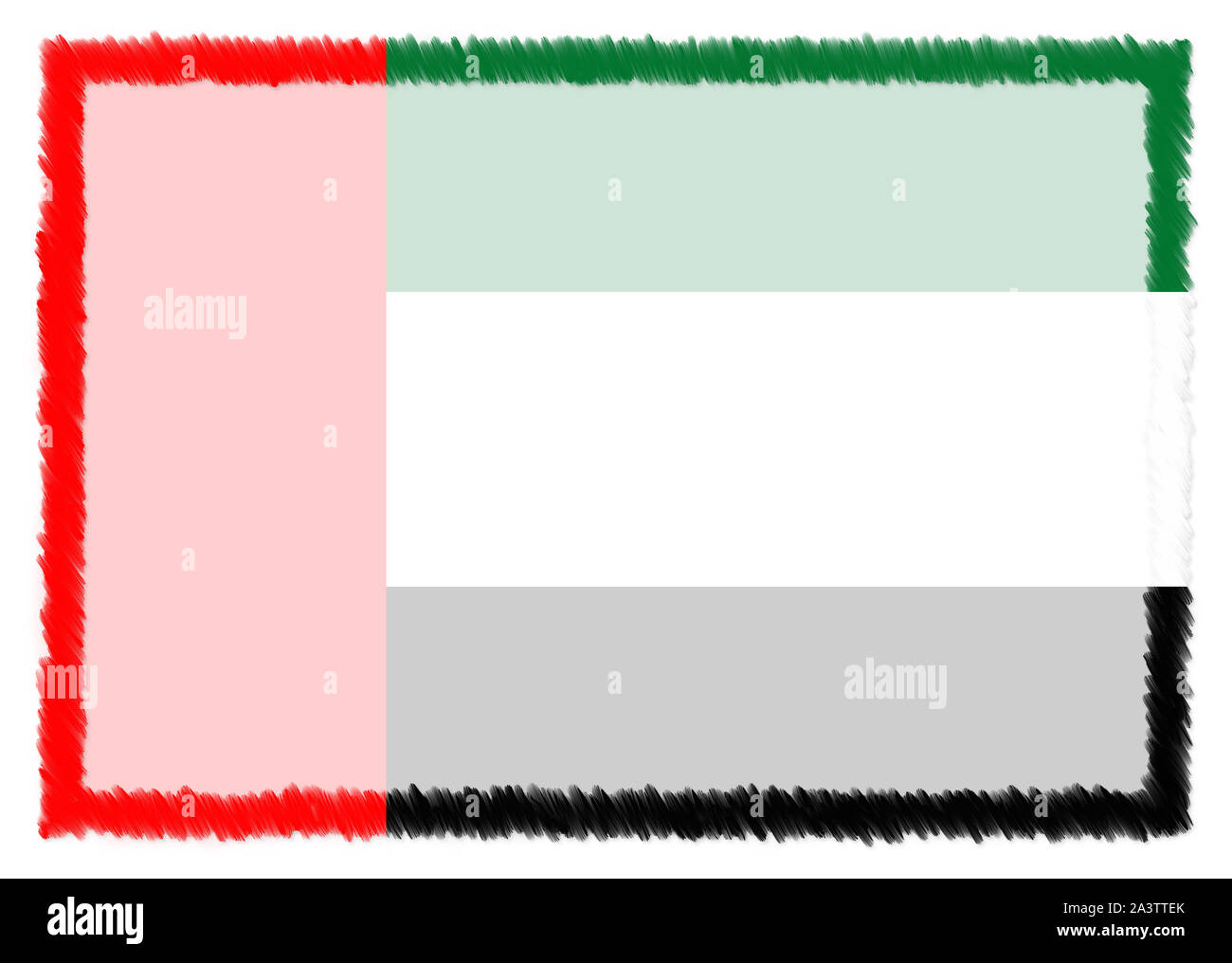 Border made with United Arab Emirates national flag. Brush stroke frame ...