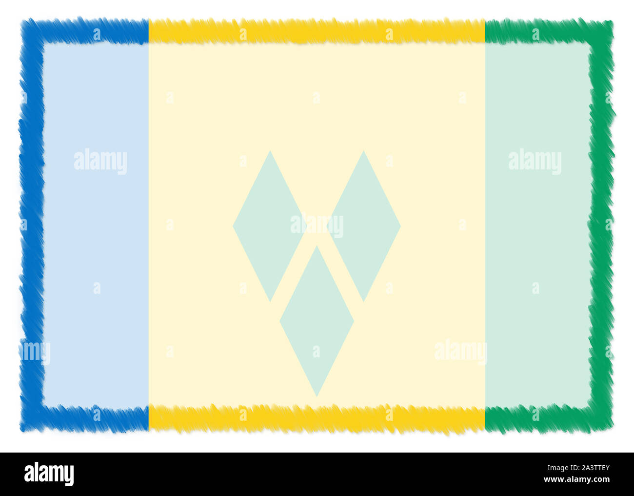 Border made with Saint Vincent and the Grenadines national flag. Brush ...