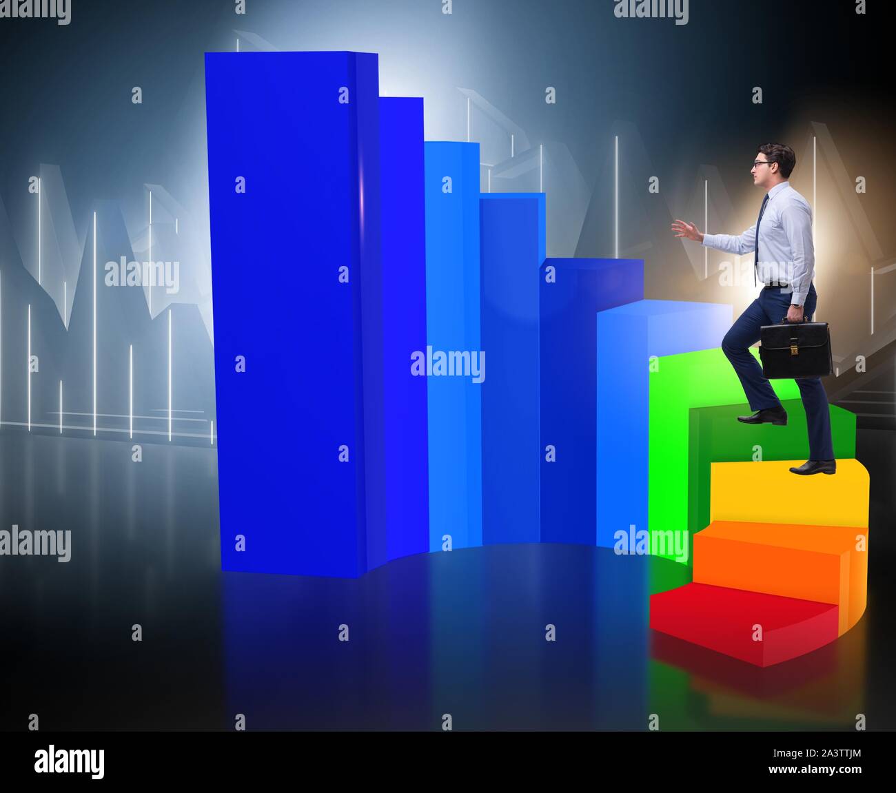 The career development with stairs in business concept Stock Photo - Alamy