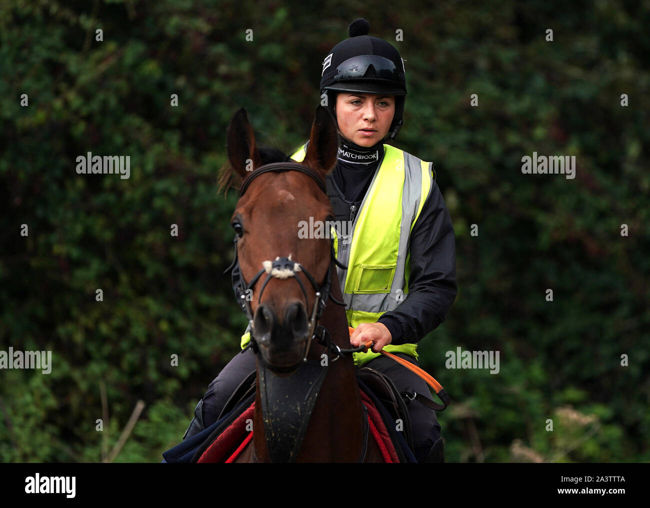 Bryony Frost riding Eritage at Manor Farm Stables, Ditcheat Stock Photo ...