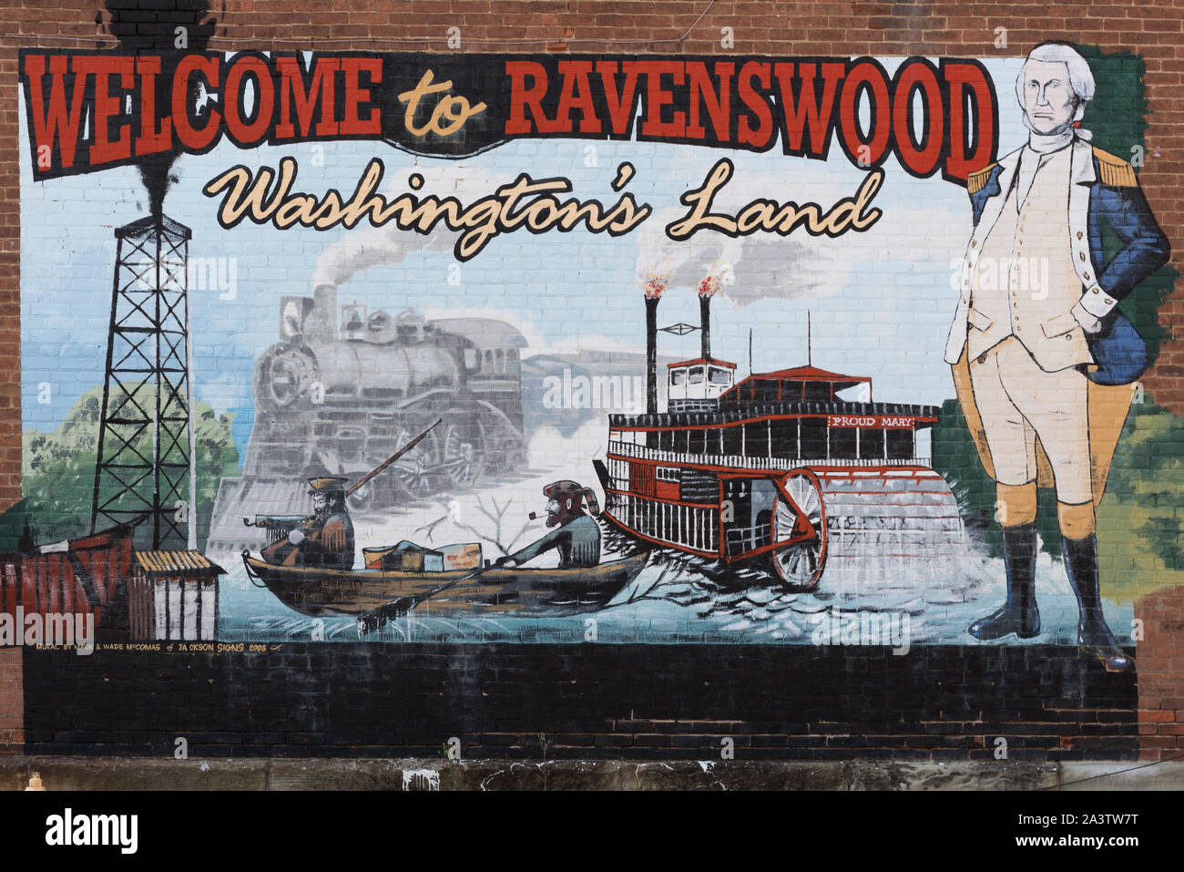 The Welcome to Ravenswood mural in Ravenswood, West Virginia. The ...