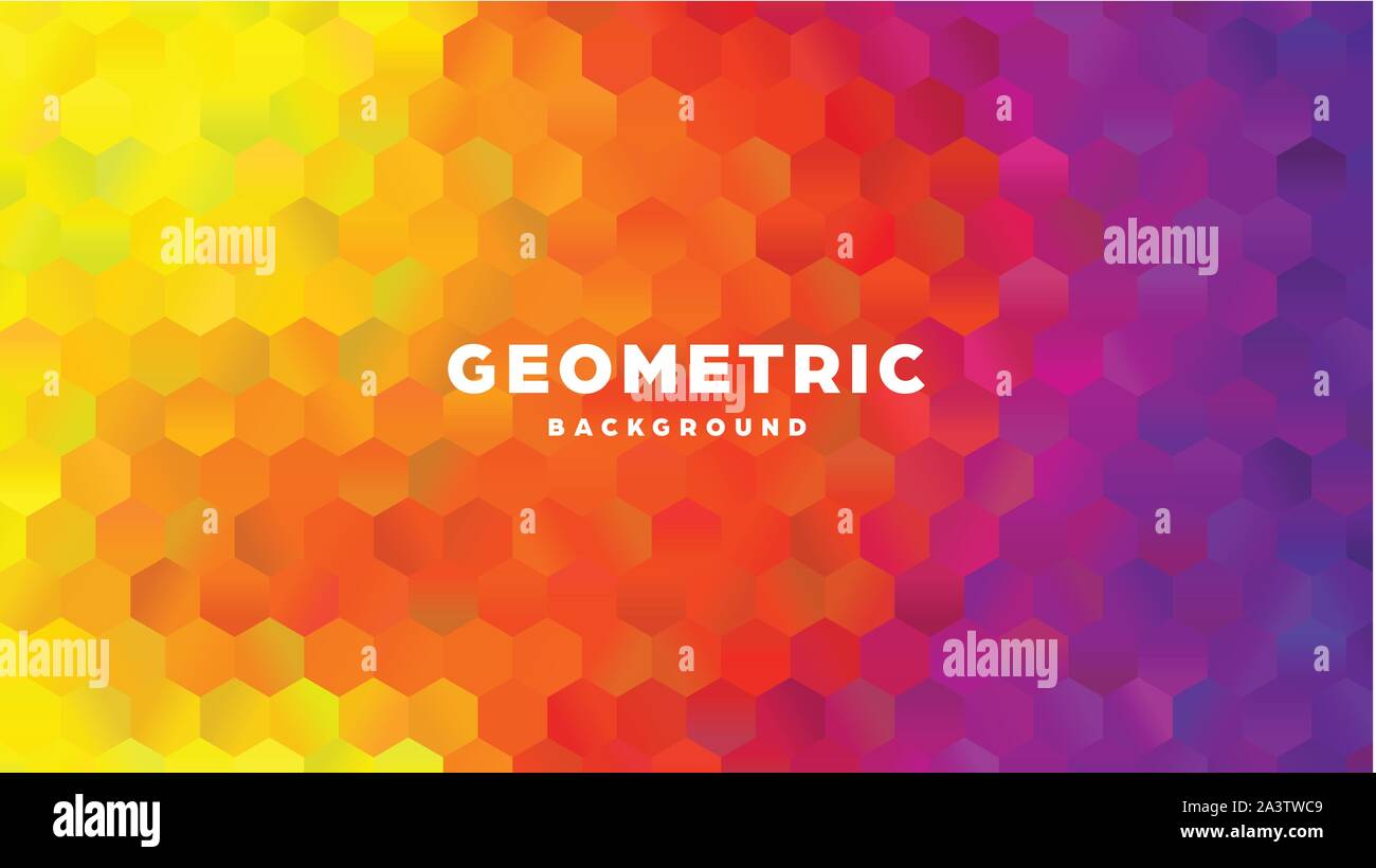 Hexagonal polygonal abstract background. Colorful triangle gradient design. Low poly hexagon ...