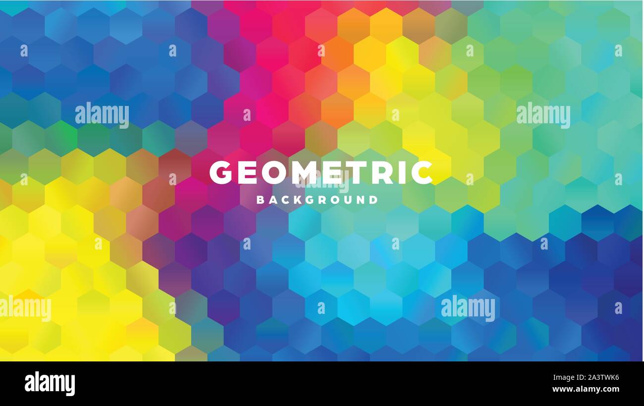 Hexagonal polygonal abstract background. Colorful triangle gradient design. Low poly hexagon ...