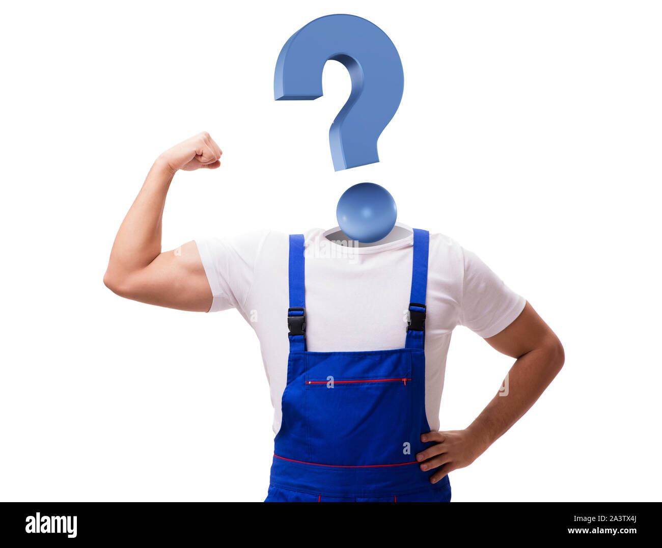 The worker with question mark instead of head Stock Photo - Alamy
