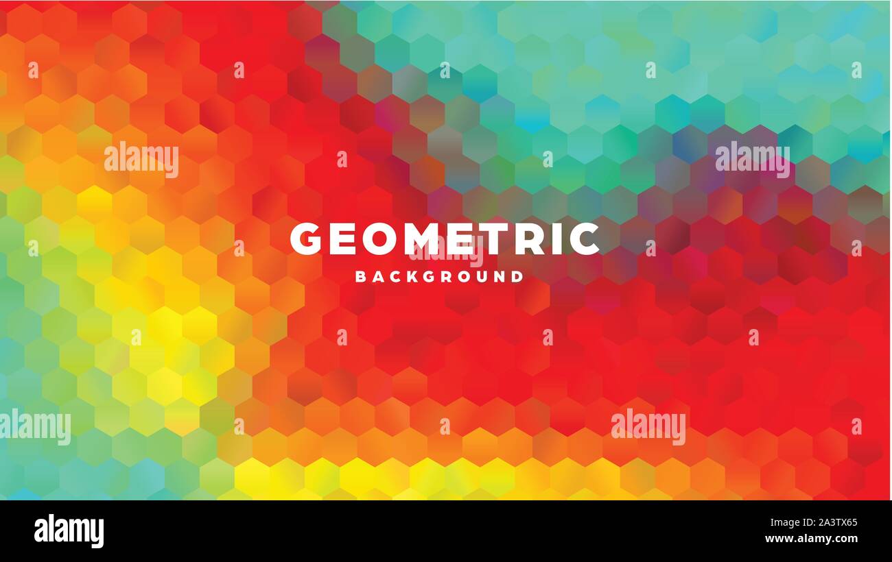 Hexagonal polygonal abstract background. Colorful triangle gradient design. Low poly hexagon ...