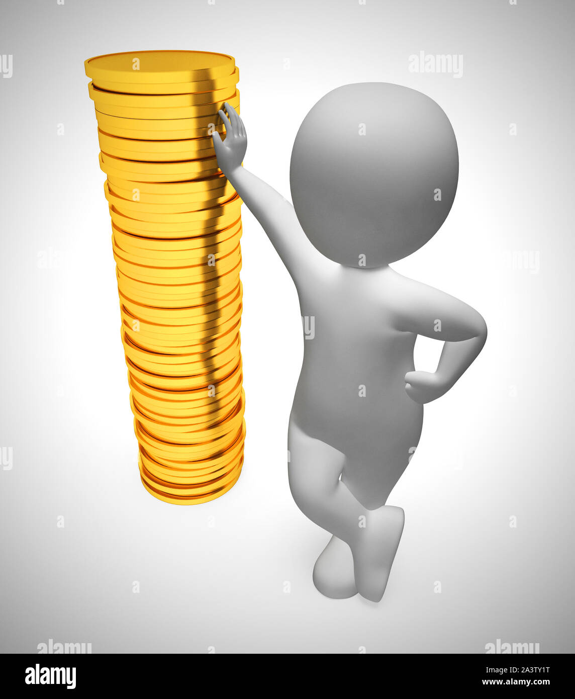 Gold coins in a stack depict wealth and ready money. A reserved fund of ...