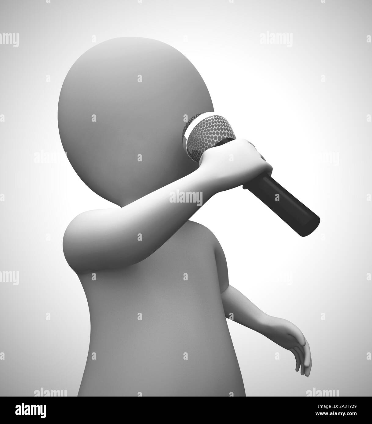 Singer singing songs with a microphone at a concert. The lead recording ...