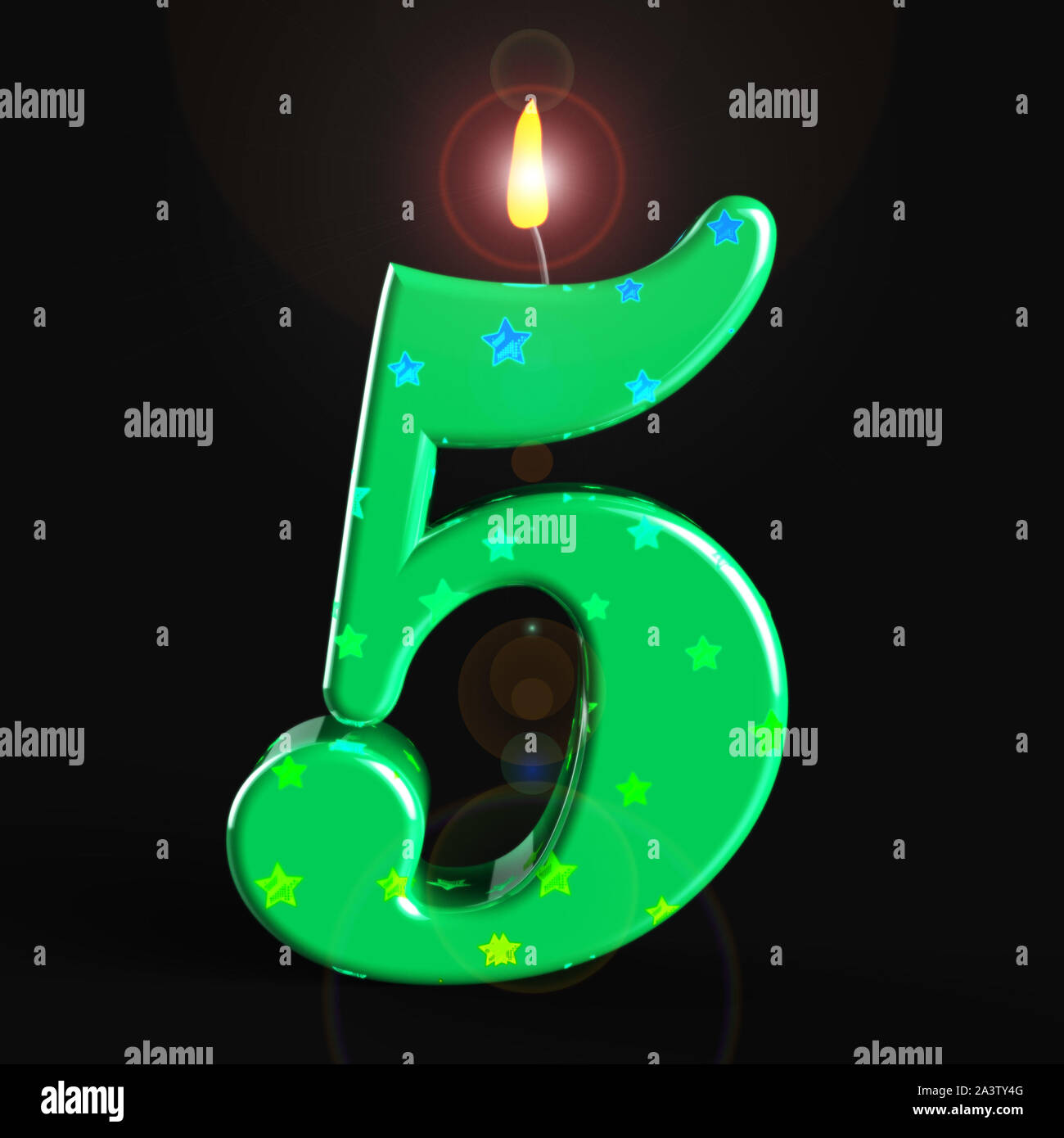 Fifth birthday celebration candle shows a happy event. Celebrating 5th ...