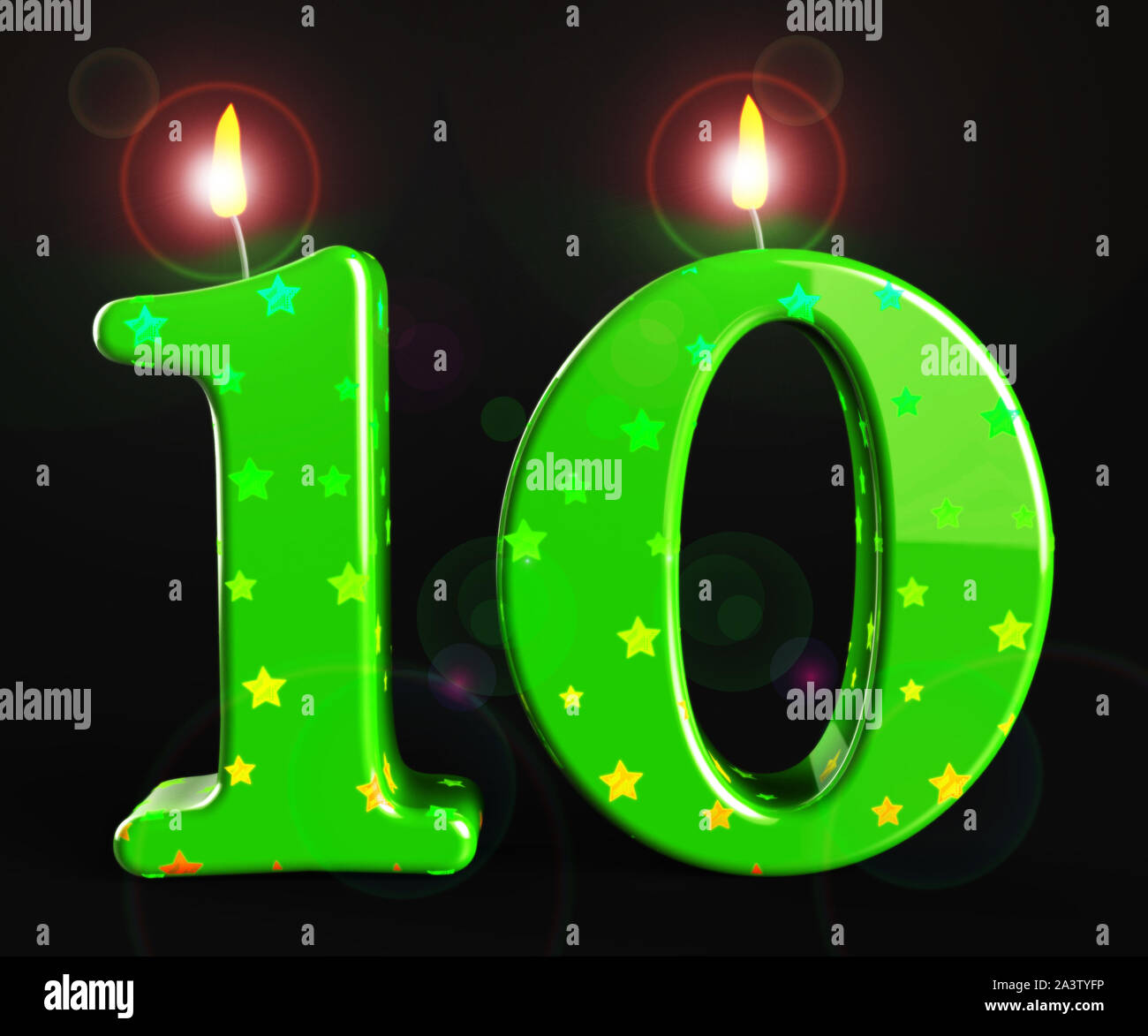 Tenth birthday celebration candle shows a happy event. Celebrating 10th ...