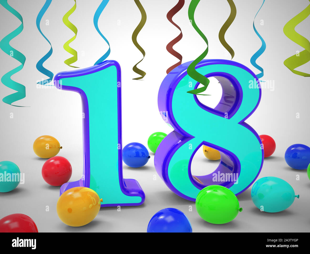 Eighteenth birthday celebration balloons shows a happy event ...