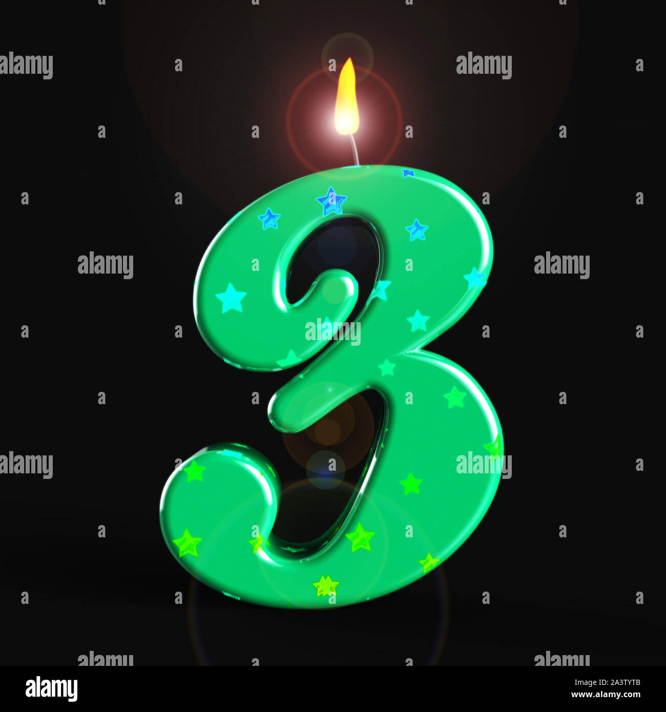 Third birthday celebration candle shows a happy event. Celebrating 3rd ...